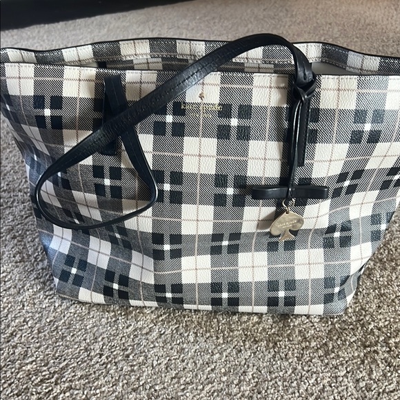 kate spade | Bags | Kate Spade Black And White Checkered Tote Bag ...